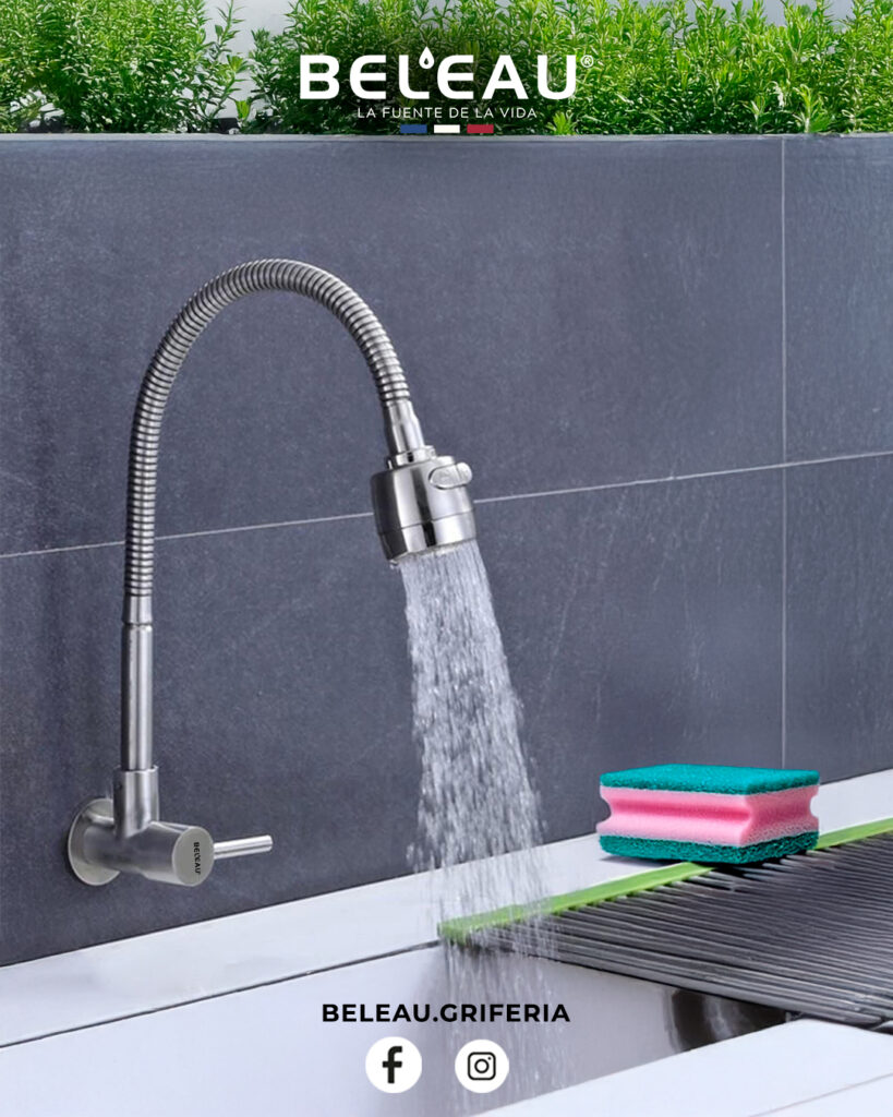 LLAVE DE COCINA PARED BESBRE NEGRO | griferiabeleau